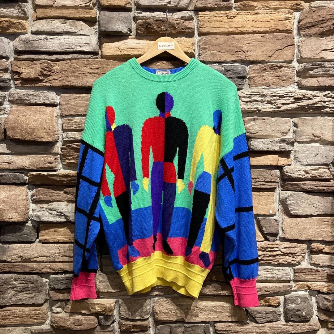 Vintage Gianni Versace Bright Knit Sweater | Vintage Sweater | Vintage ...