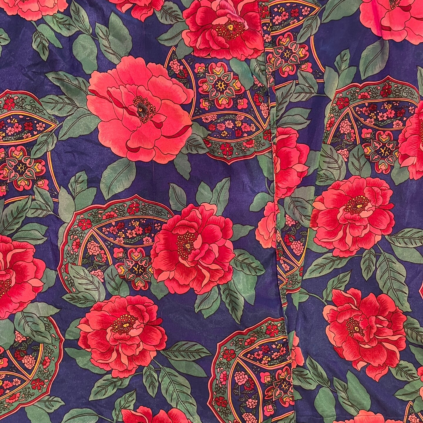 Vintage Kathryn Long Satin Floral Robe With Large Flowers Vintage Robe ...