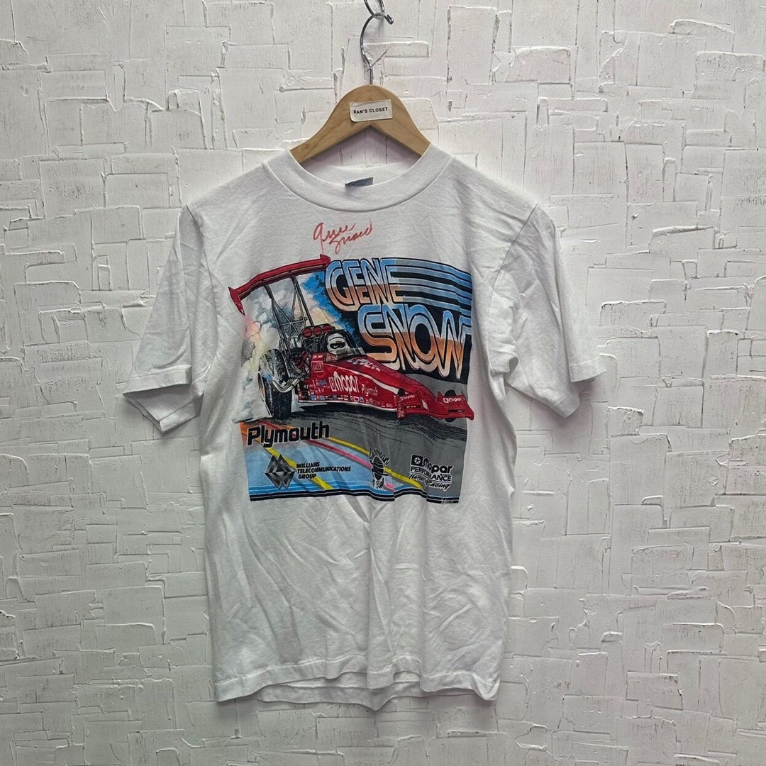 Vintage Gene Snow Signed Graphic Race Car T-shirt | Vintage T-shirt ...
