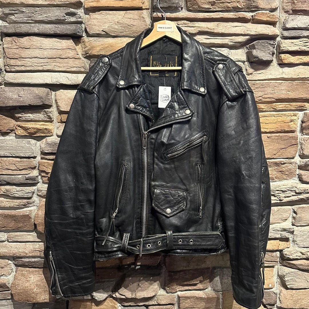 Vintage Motorcycle Style Leather Jacket With Lace up Details | Vintage ...