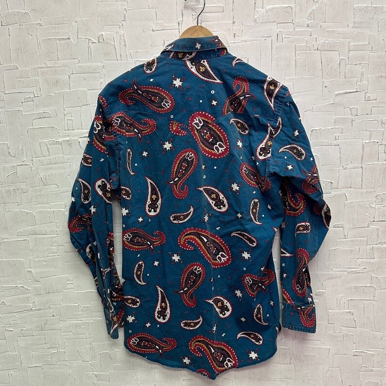 Vintage Wrangler Cowboy Cut Regular Fit Paisley Print Button up ...
