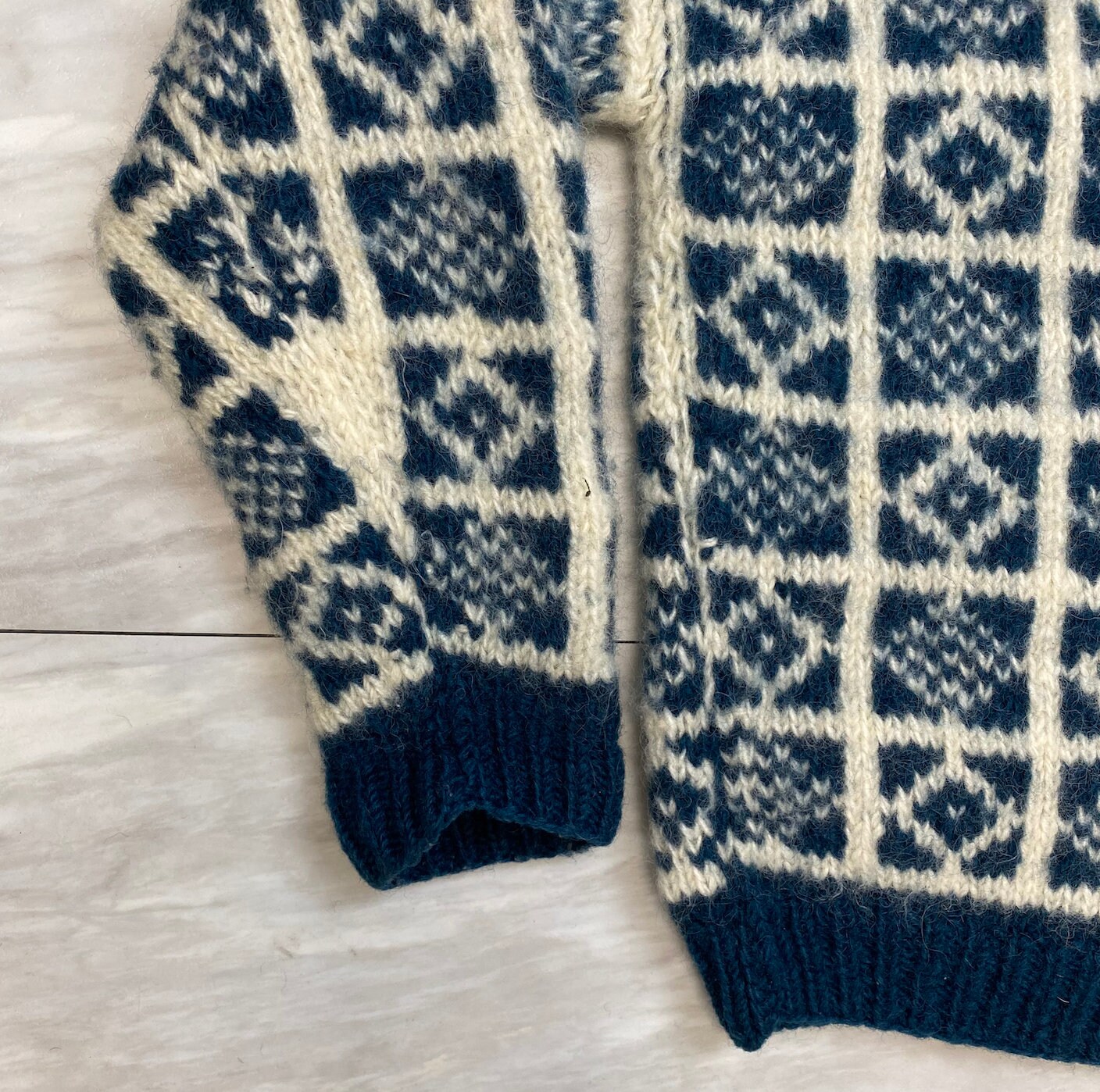 Vintage Square Patterned Blue Men's Sweaters Vintage Sweater Heavy ...