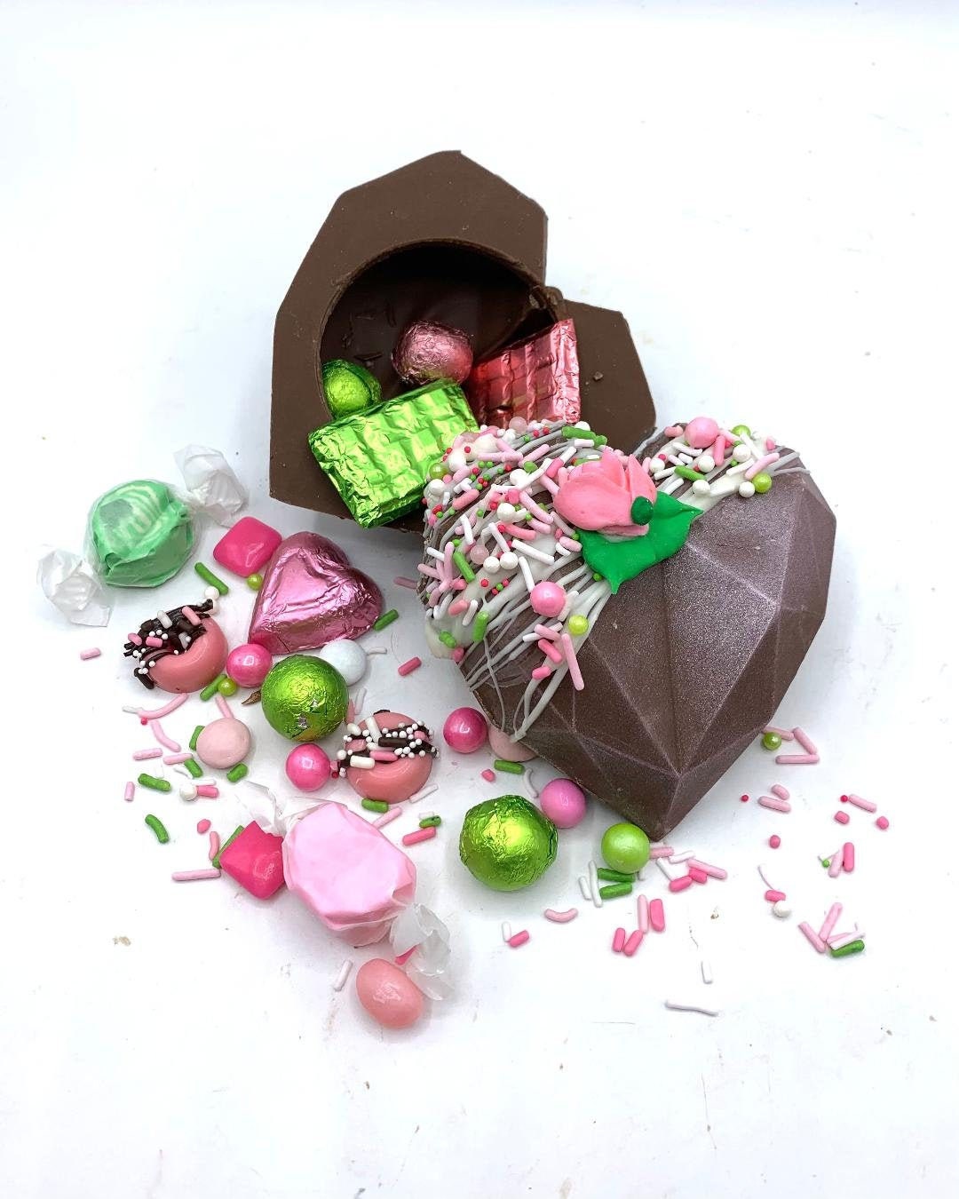 Breakable Heart W/flower! Candy Enclosed! Belgian Chocolate! Hammer ...