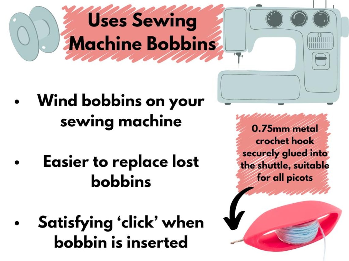Classic Hook - Universal Tatting Shuttle - Compatible With Sewing ...