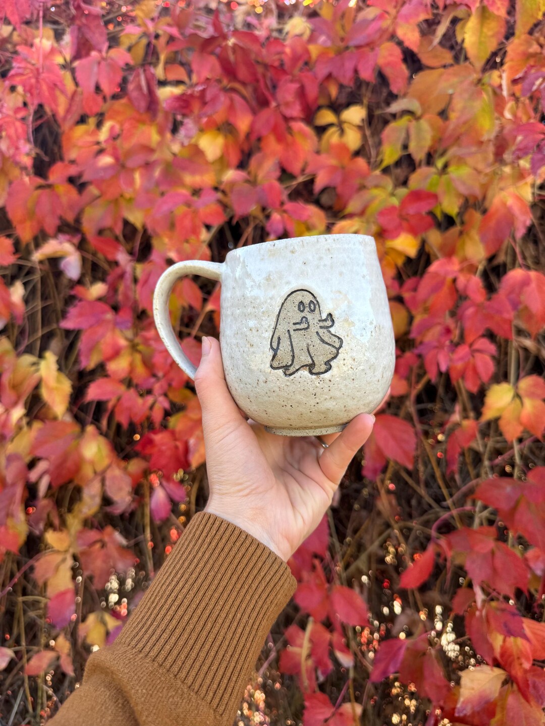 Ghost Mug 16oz, Middle Finger Ghost, Thumbs up Ghost, Handmade Ceramic ...