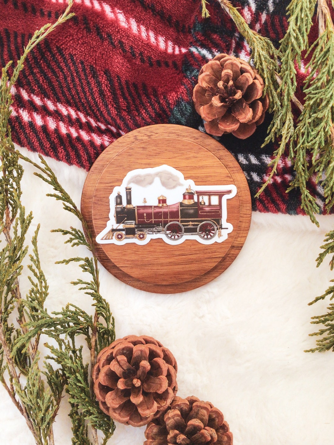 Traint 3x3 in Sticker Train Tracks Express Christmas - Etsy