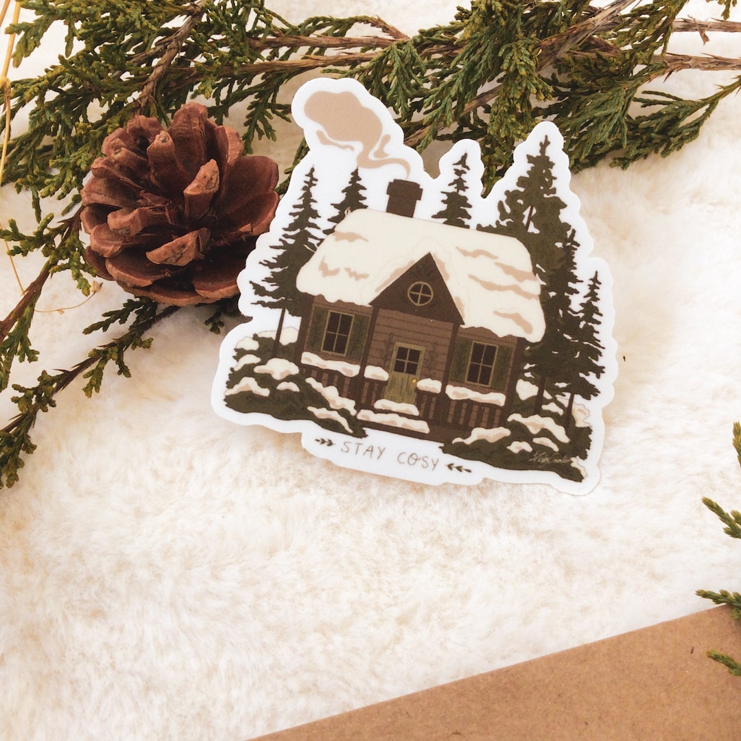 Cozy Cabin 3x3 in Sticker Christian Winter Woodland - Etsy