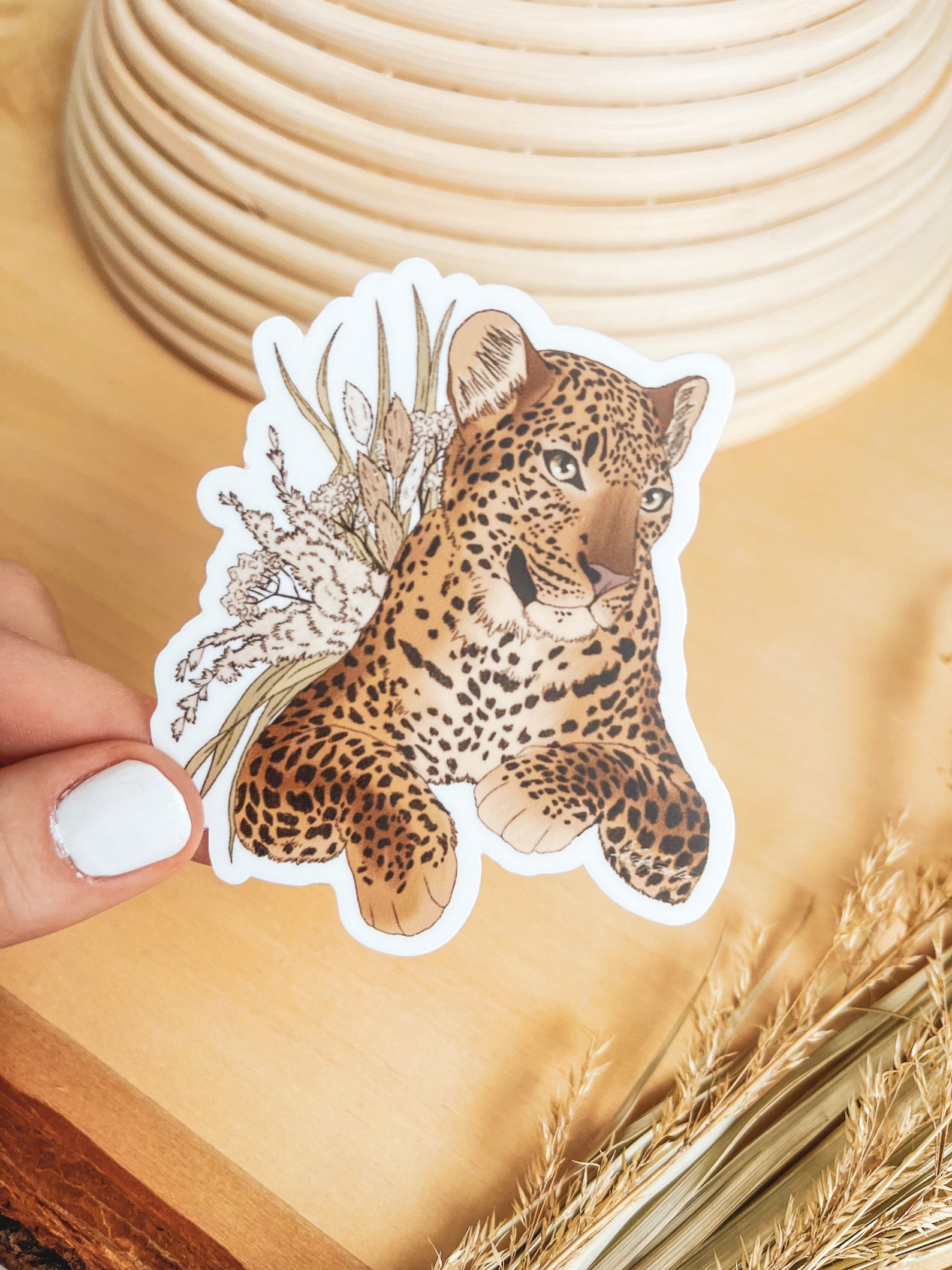 Floral Leopard 3x3 in Sticker Floral Dried Flowers Big - Etsy