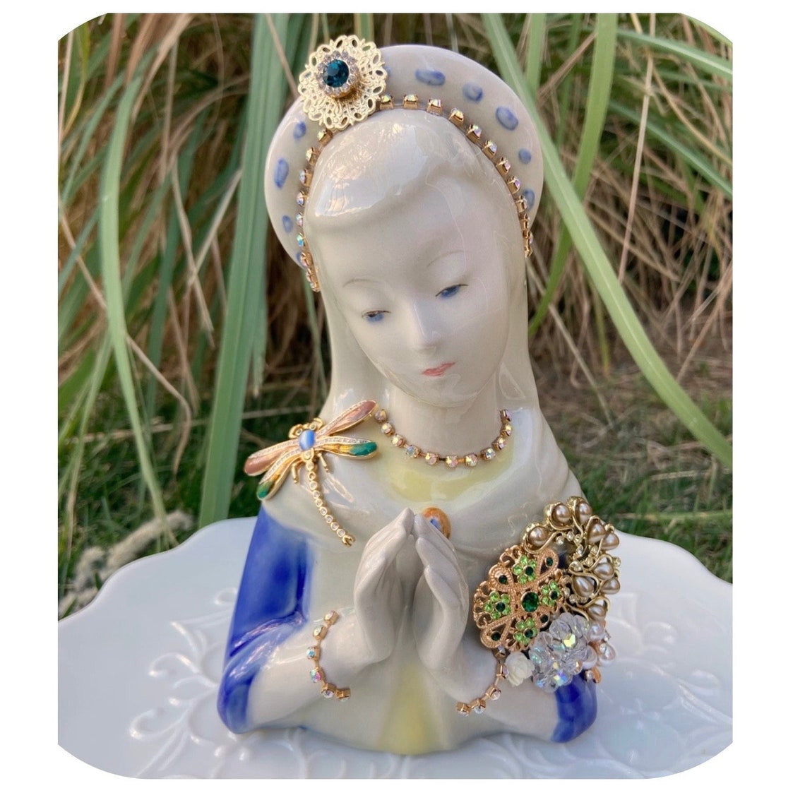 Virgin Mary Statue Blessed Mary Religious Embellished Mary - Etsy