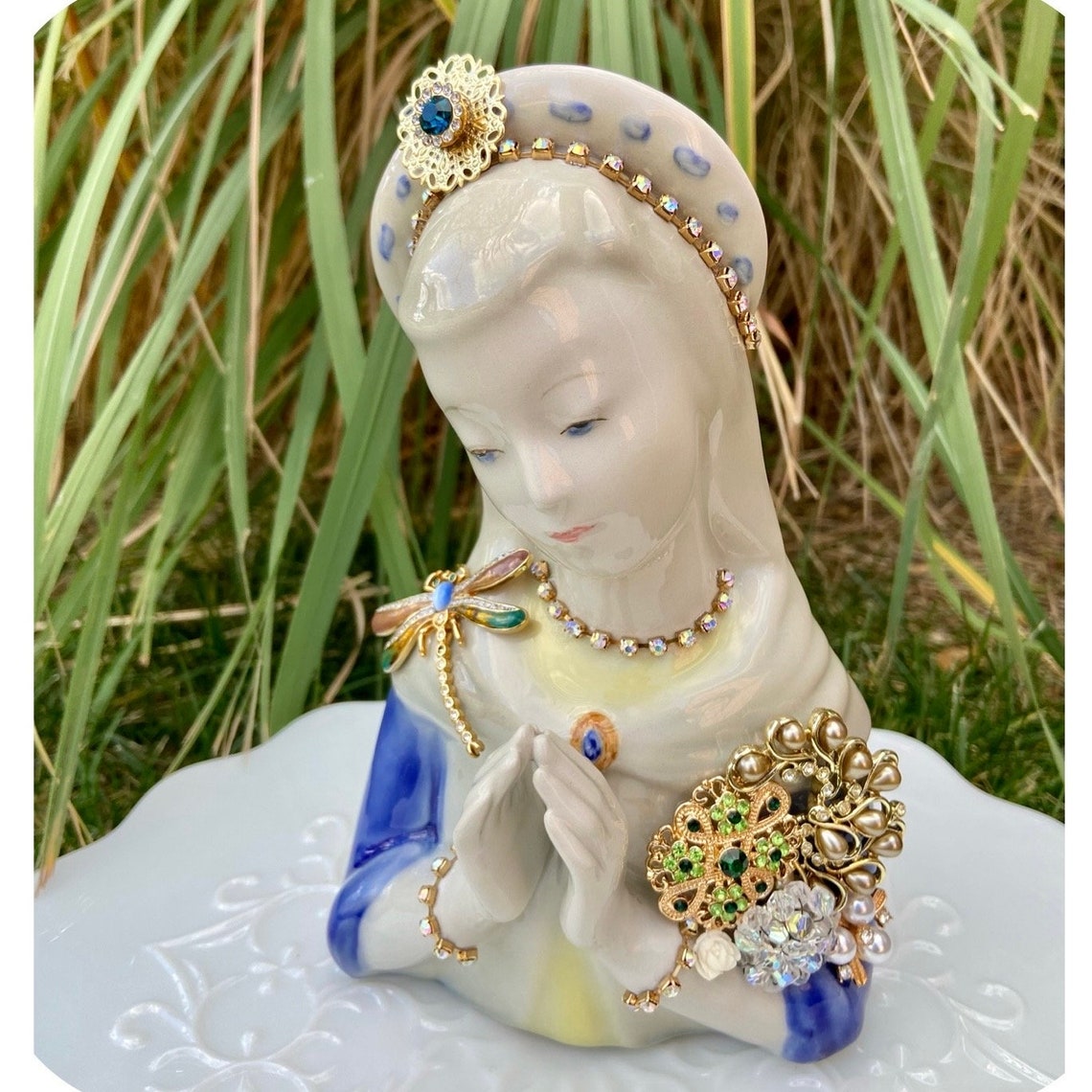 Virgin Mary Statue Blessed Mary Religious Embellished Mary - Etsy