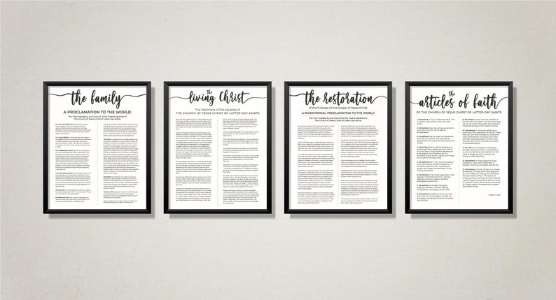 LDS PRINT SET of 4, the Restoration, the Living Christ, the Family ...