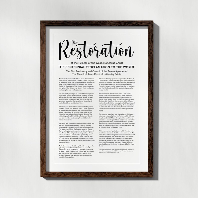 LDS Poster Bundle, 6 Sizes, Living Christ, Restoration Proclamation ...