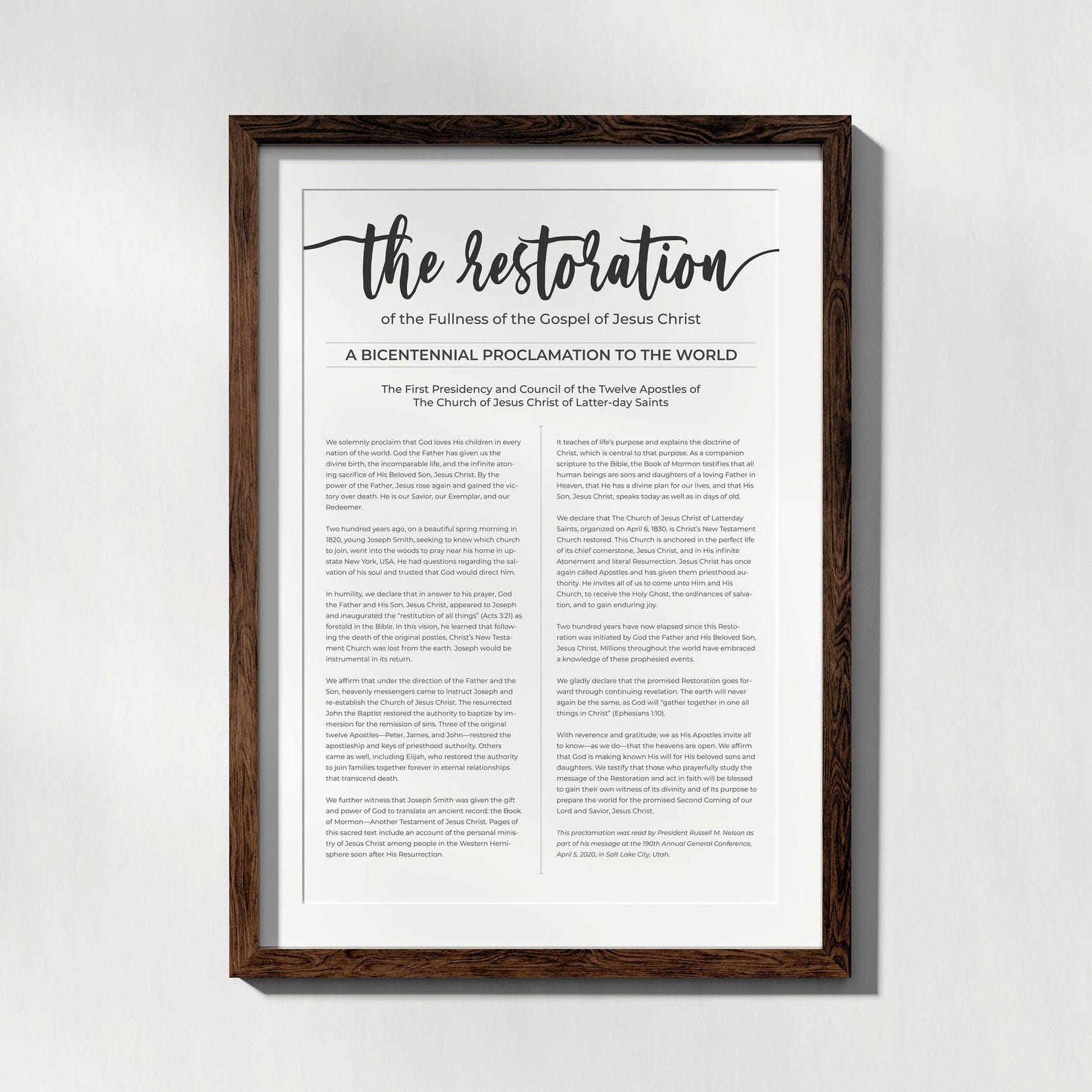 LDS PRINT SET of 4, the Restoration, the Living Christ, the Family ...