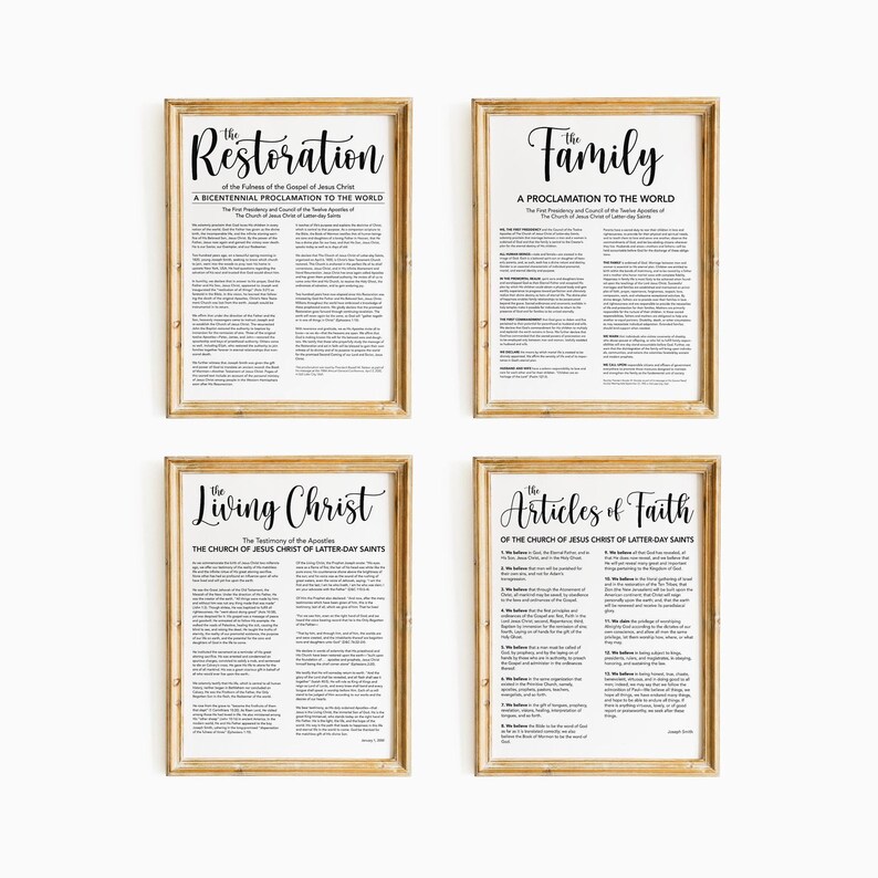 LDS Poster Bundle, 6 Sizes, Living Christ, Restoration Proclamation ...