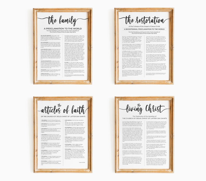 LDS PRINT SET of 4, the Restoration, the Living Christ, the Family ...