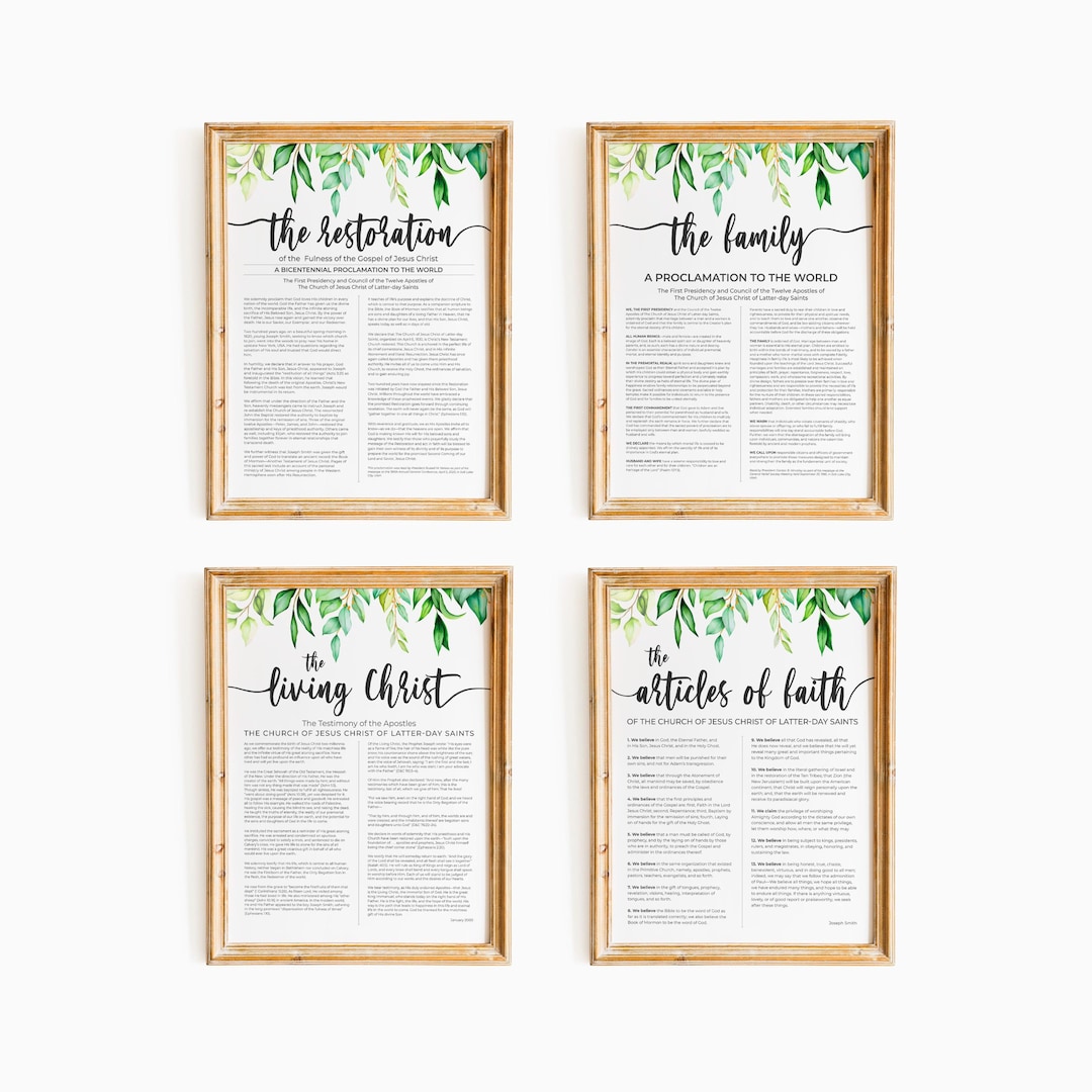 LDS Printable Art Set | Green Foliage | the Restoration, the Family ...