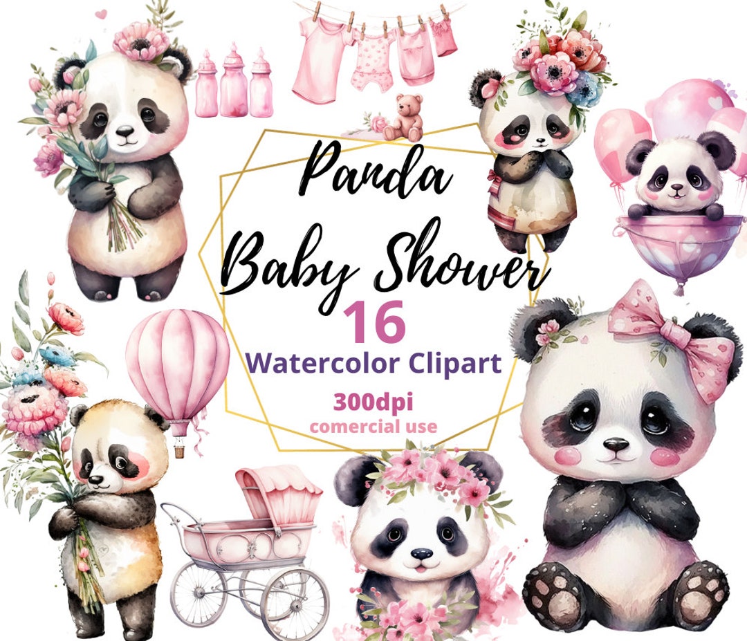 Baby Panda Watercolor Clipart, Baby Panda Clipart, Girl's Room ...