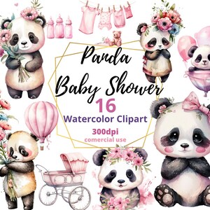 Baby Panda Watercolor Clipart, Baby Panda Clipart, Girl's Room ...