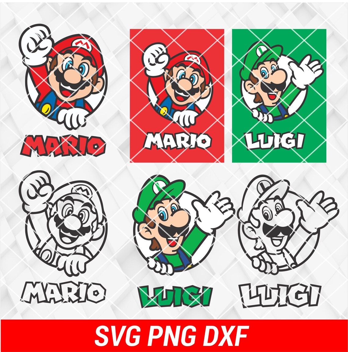 Mario and Luigi SVG: Layered Easy Cut Files (digital Download) - Etsy