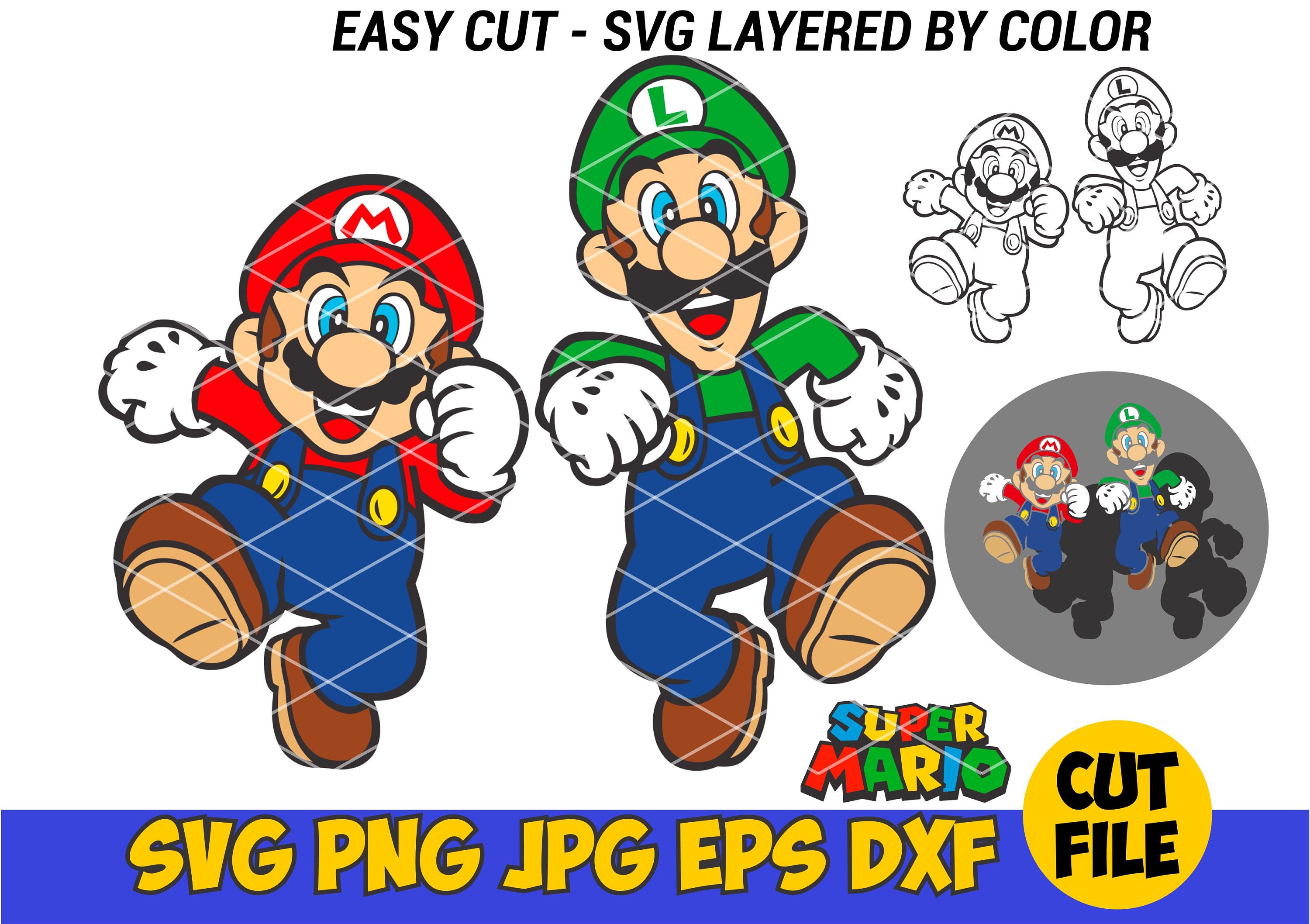 Super Mario Svg Layered by color Easy Cut Cricut | Etsy