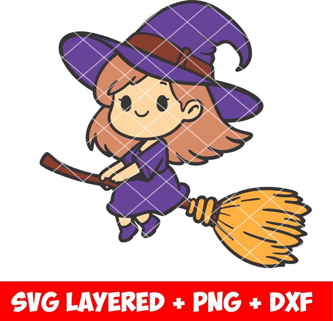 Little Witch SVG, Witch Svg, Witch Png, Witch Clipart, Layered by Color ...