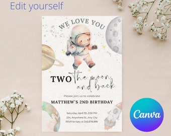 Two the Moon Invitation- Second Birthday Party Invite - Etsy