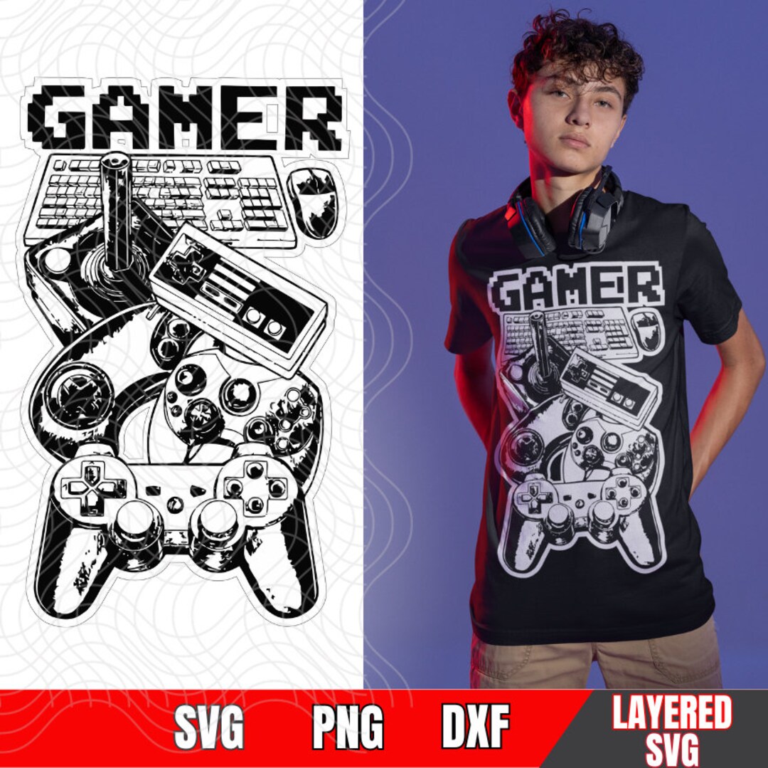 Gamer Svg, Video Game, Outline Included, SVG, PNG, DXF, Cut File, Easy ...