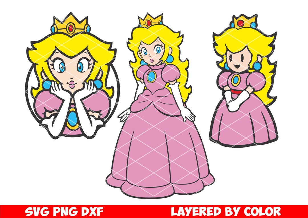 Princess Peach Svg Layered by Color Bundle 3 in 1 Easy Cut - Etsy