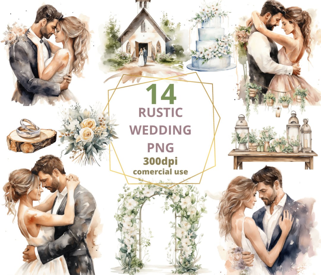 Watercolor Wedding Clipart, Rustic Wedding Clipart ,bride Clip Art ...