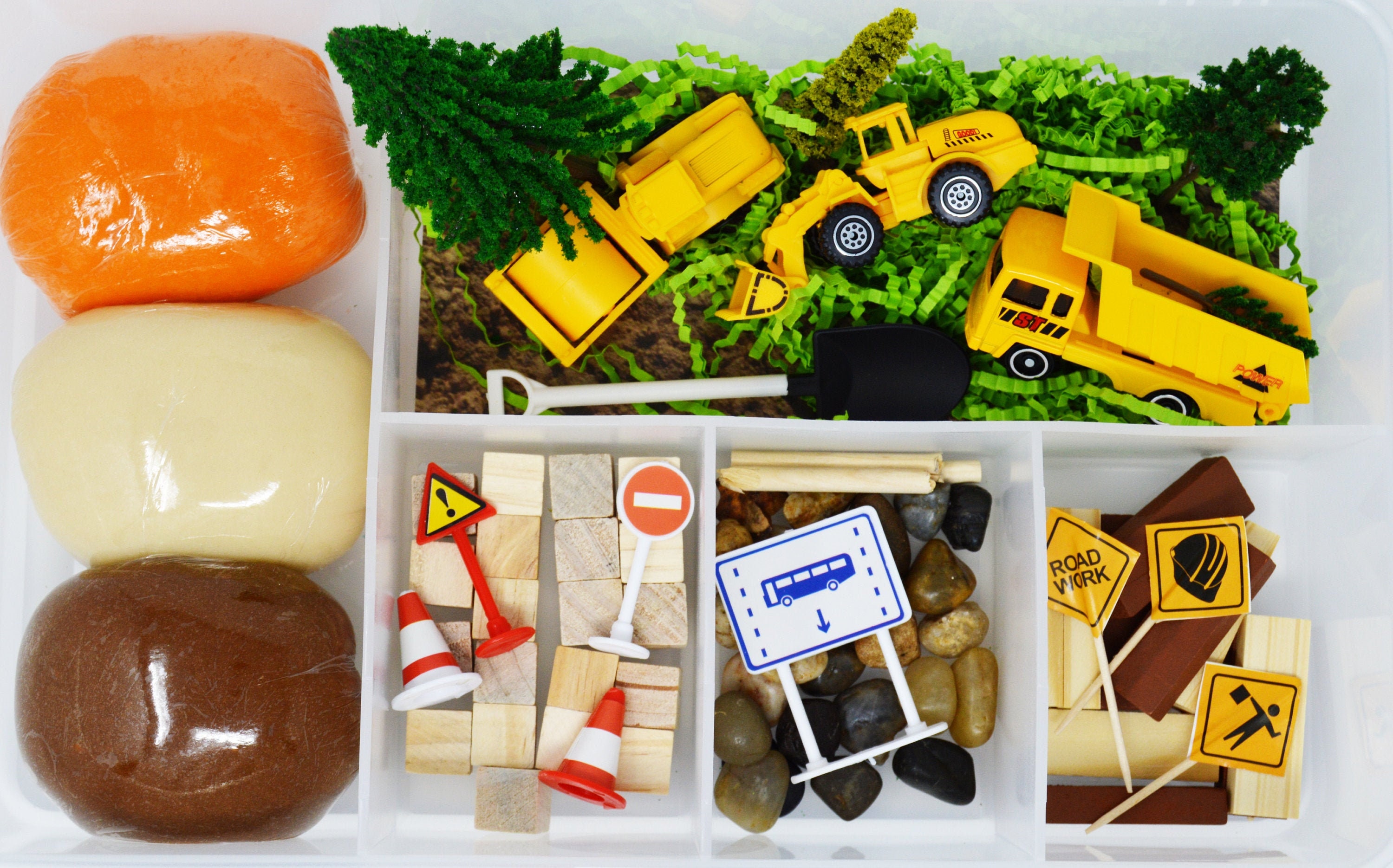 Construction Play Dough Kit; Bizzy Box; Sensory Kit; Truck Craft; Construction Party; Playdough ...