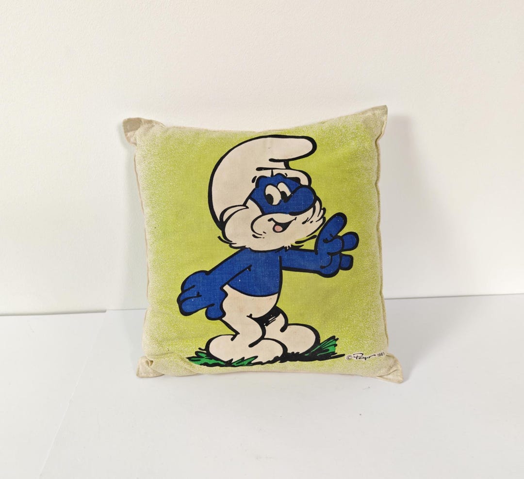 Vintage 1980s Smurf Pillow: Yugoslavian Cartoon Cushion, Peyo ...
