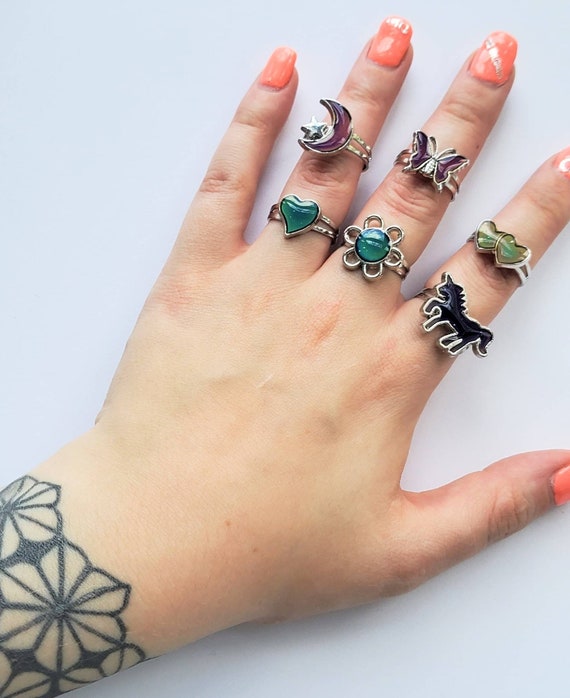 Silver Shape Mood Rings | Etsy