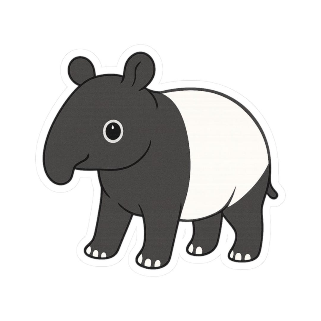 Adorable Cartoon Malayan Tapir Kawaii Animal Art Animal Sticker | Cute ...