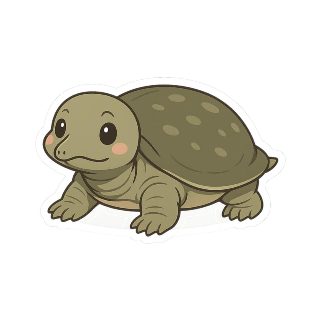 Kawaii Softshell Turtle Cartoon Illustration Reptile Sticker | Cute ...