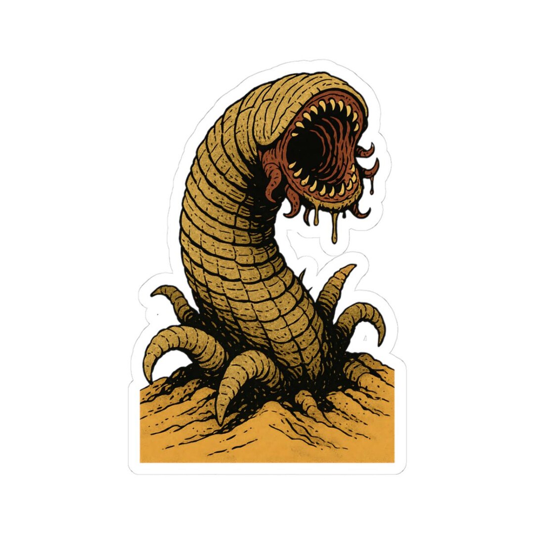 Terrifying Sandworm Biopunk Creature Art Sticker | Biopunk Ambience ...