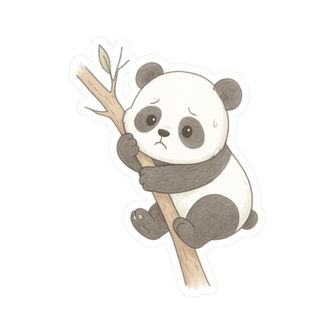 Panda Clinging to Tree Cute Wildlife Art Animal Sticker | Cute Funny ...