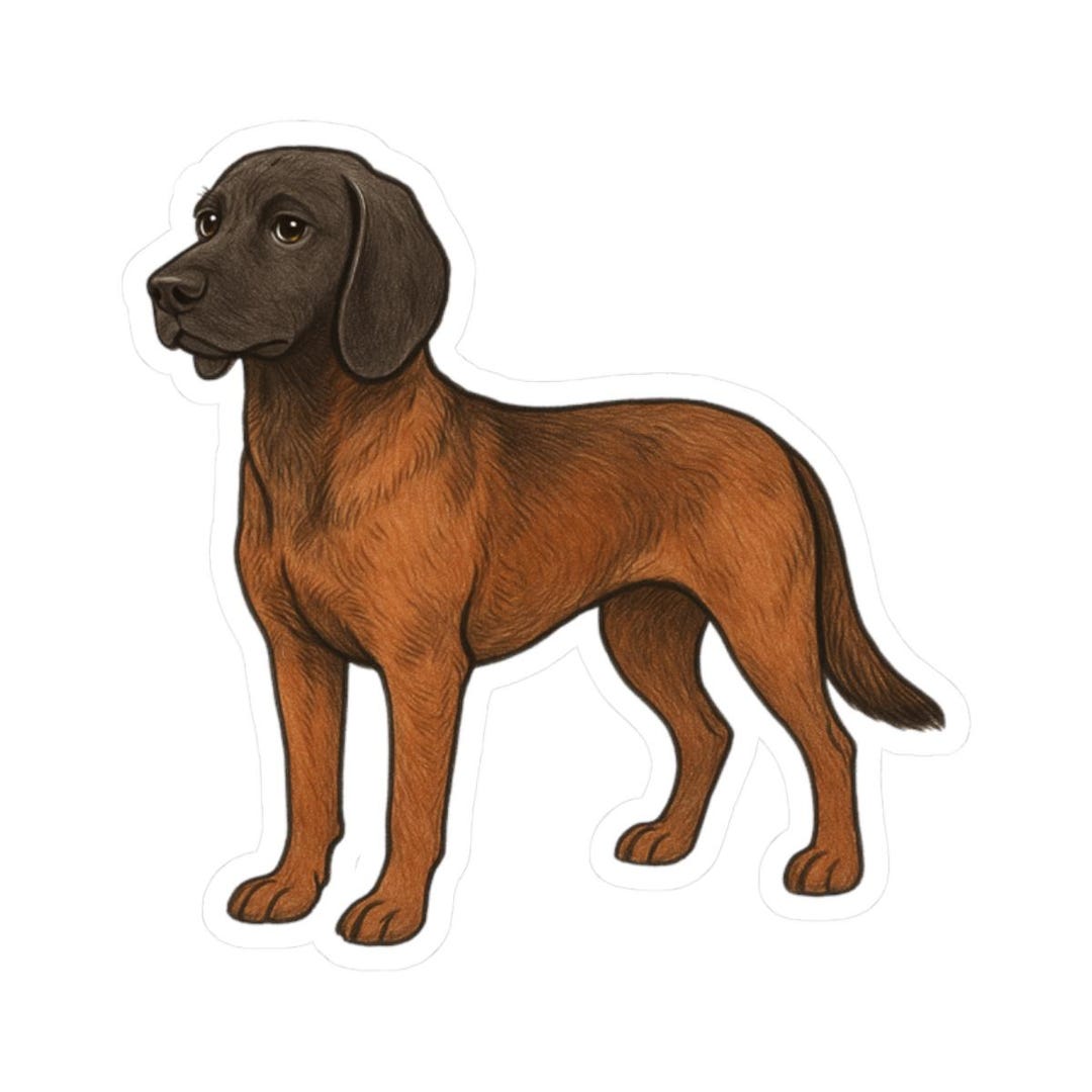 Adorable Redbone Coonhound Dog Illustration Dog Sticker | Cute Funny ...