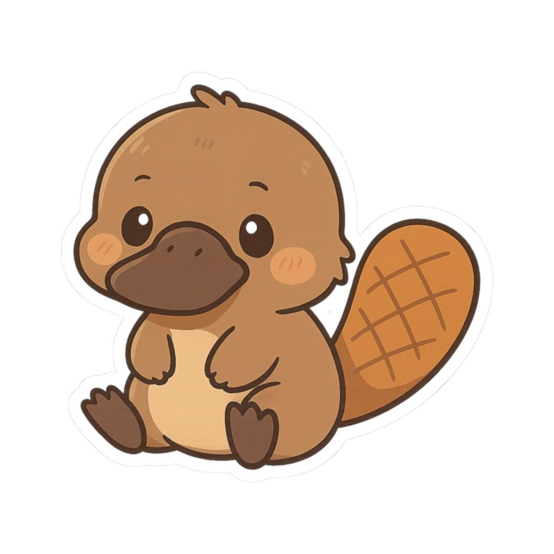 Chibi Platypus Sitting With Crosshatched Tail Cute Animal Sticker ...
