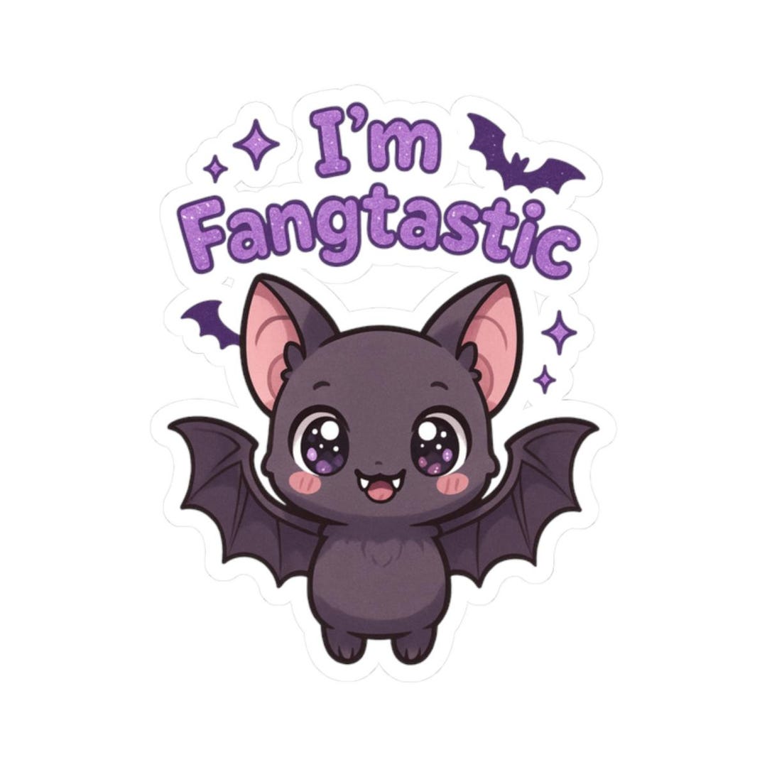 Cute Anime Bat Fangtastic Kawaii Design Halloween Sticker | Cute Funny ...