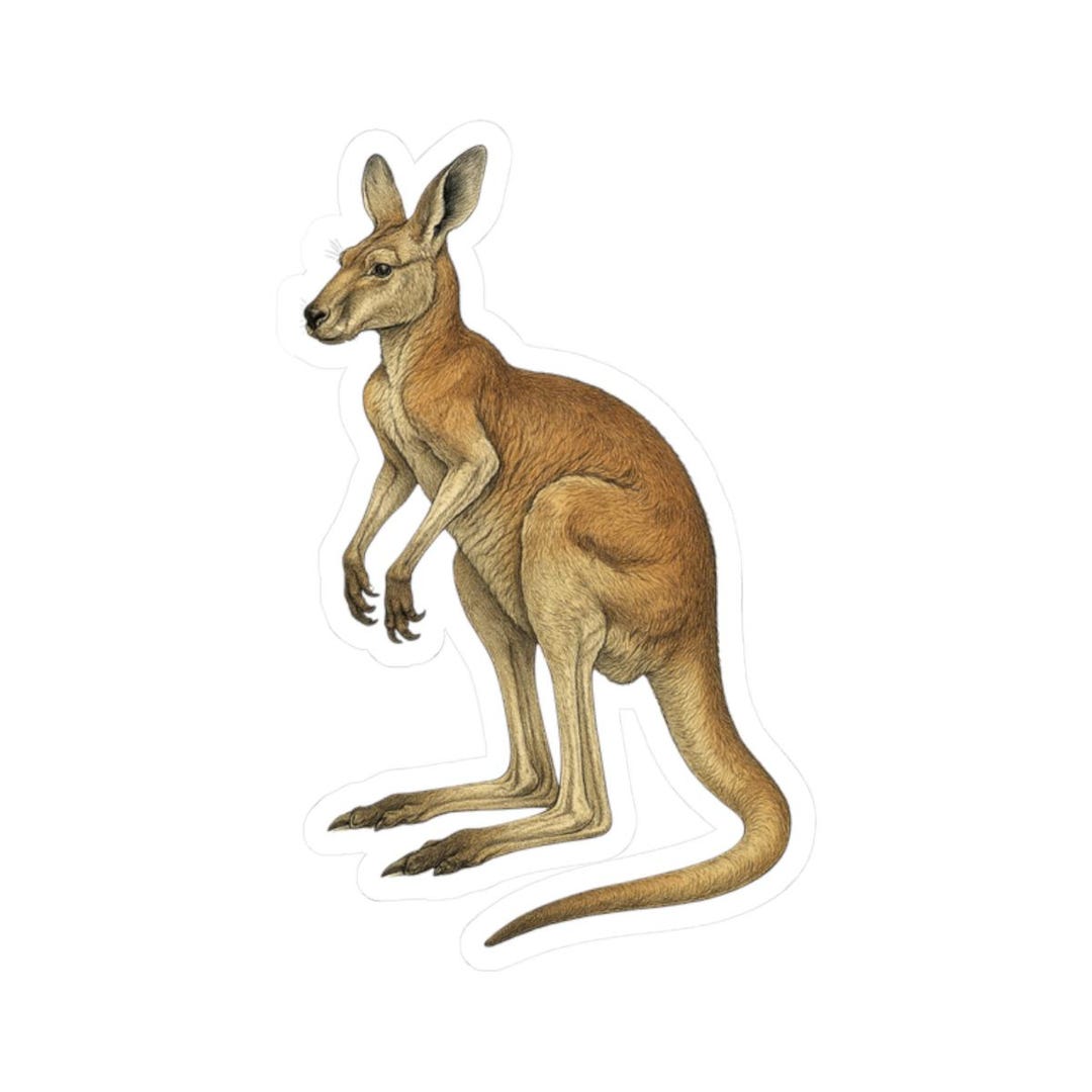 Kangaroo Pen and Ink Scientific Illustration Animal Sticker | Cute ...