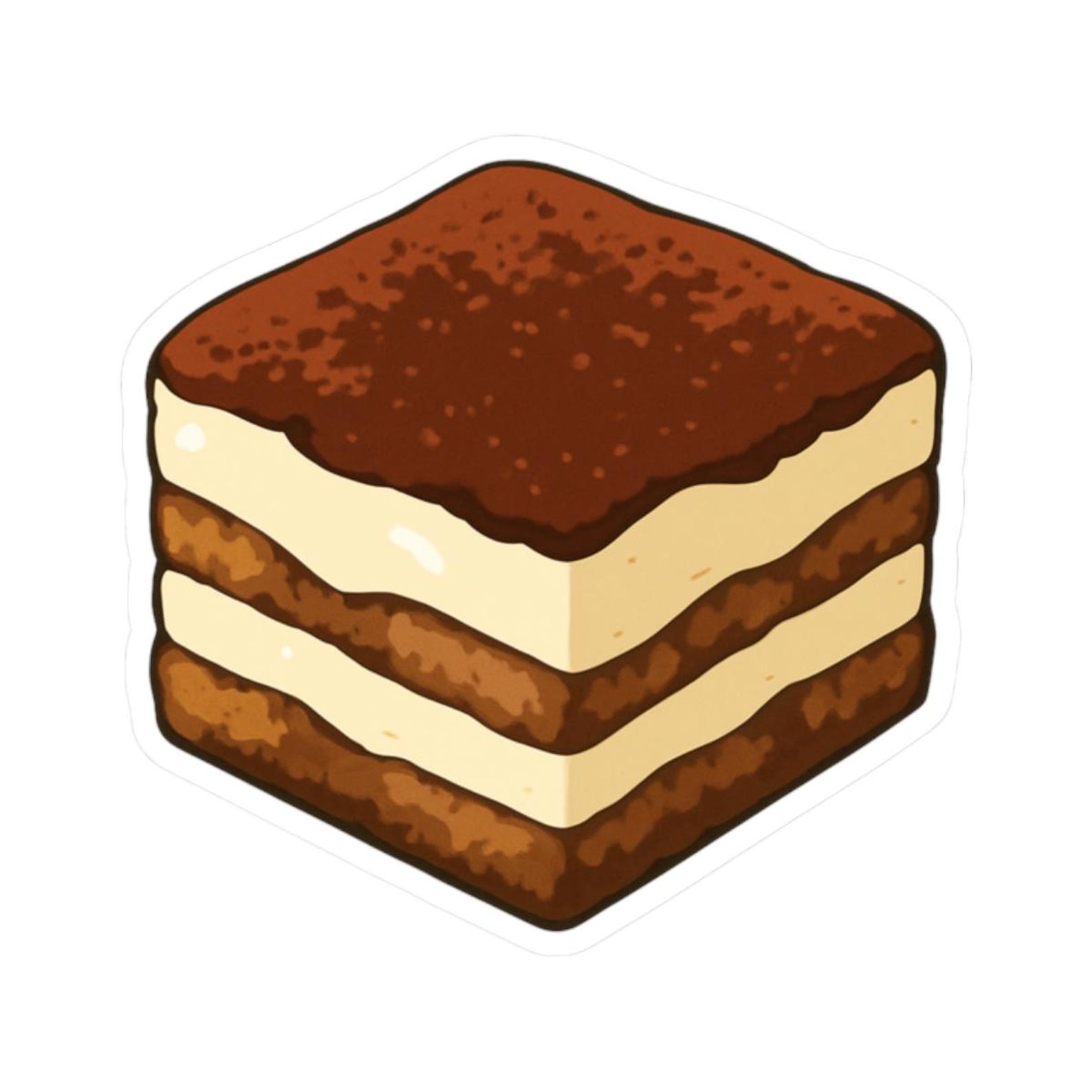 Tiramisu Dessert Layers Cocoa Powder Rectangular Slice Food Sticker ...