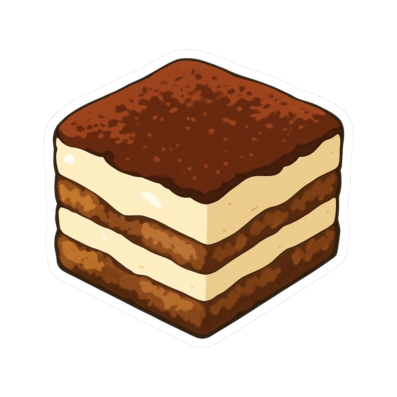 Tiramisu Dessert Layers Cocoa Powder Rectangular Slice Food Sticker ...