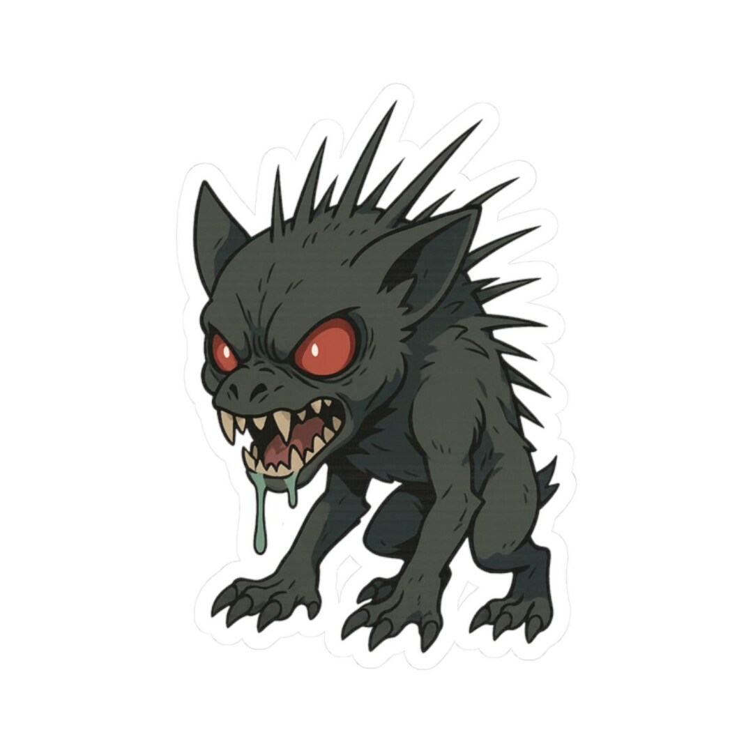 Creature Red Eyes Sharp Teeth Drooling Aggressively Monster Sticker ...
