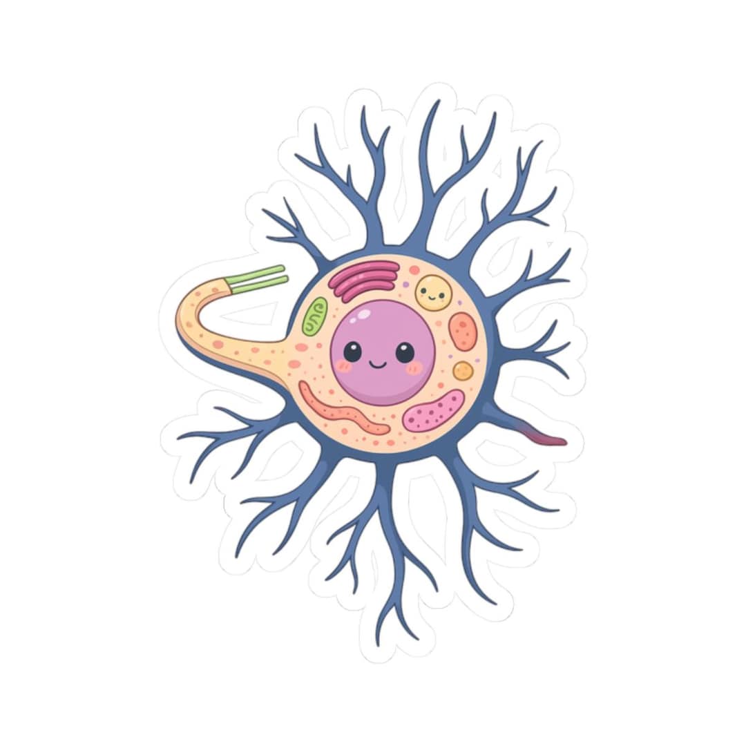 Kawaii Neuron Cell Cartoon Biology Anime Art Science Sticker | Cute ...