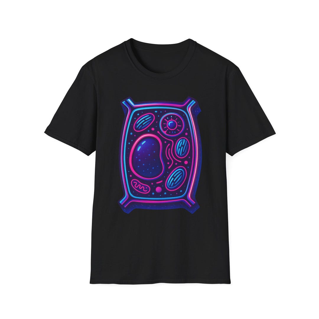 Neon Vibrant Plant Cell Synthwave Biology Art Science Graphic T-shirt ...