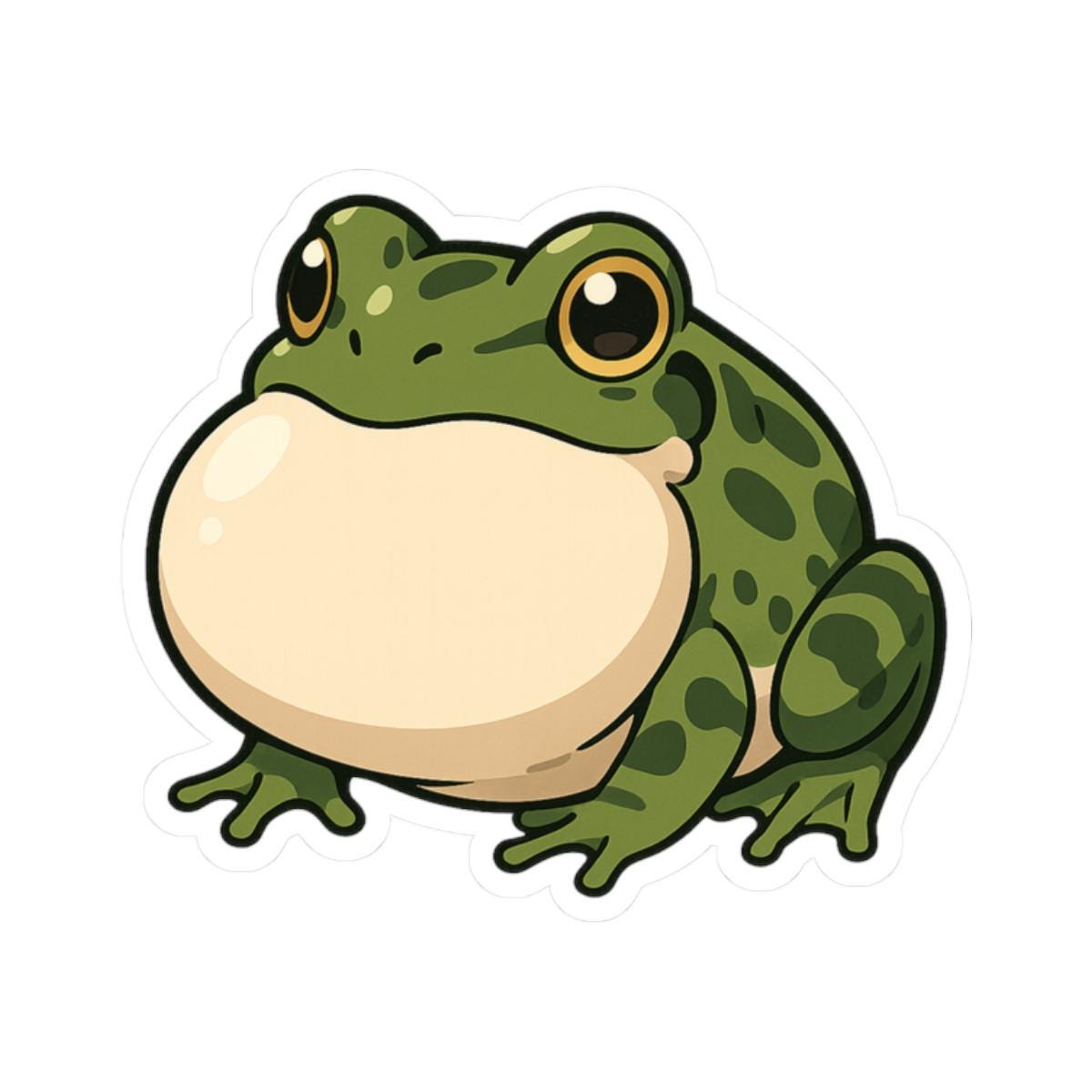Kawaii Green Bullfrog Cartoon Illustration Reptile Sticker | Cute Funny ...