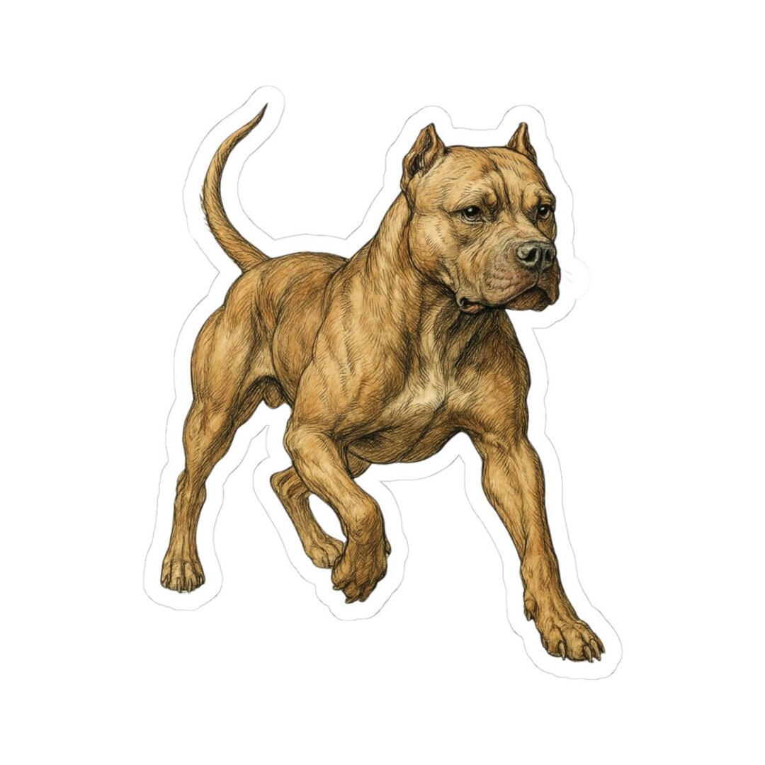 Pitbull Dog Dynamic Line Illustration Sticker | Biopunk Ambience ...