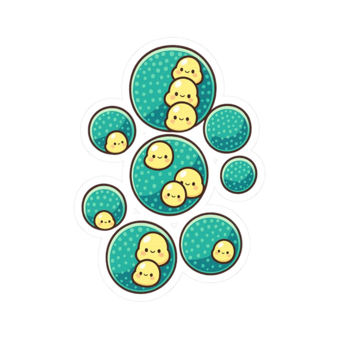Kawaii Green Algae Cartoon Anime Biology Cells Science Sticker | Cute ...
