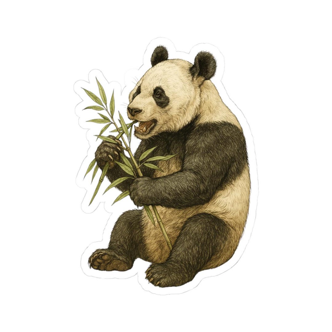 Giant Panda Eating Bamboo Scientific Sticker | Biopunk Ambience Science ...