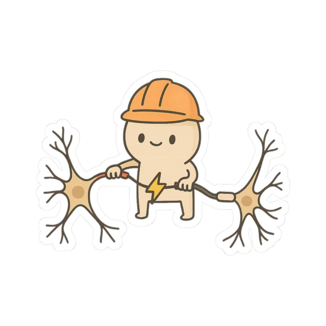 Cute Neuron Worker Sparking Synapse Cartoon Science Sticker | Cute ...